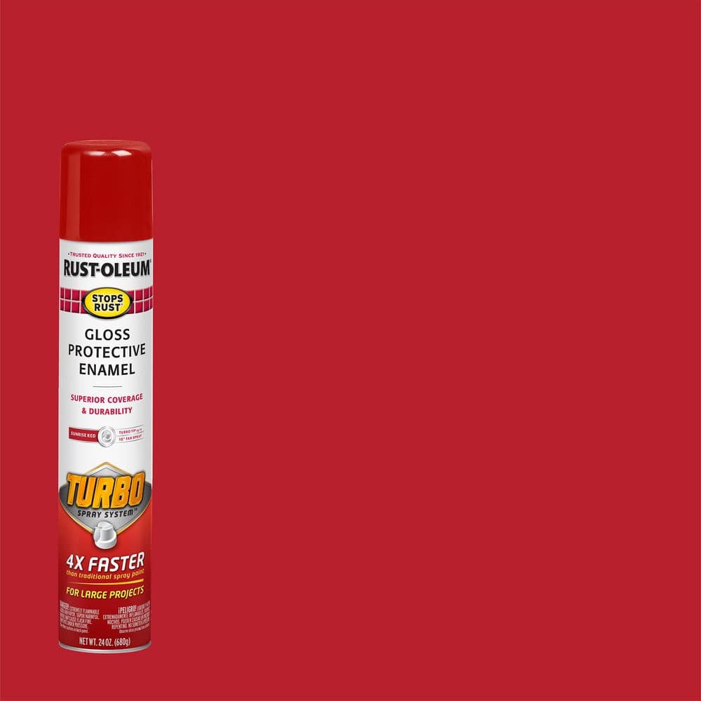 Rust-Oleum Stops Rust 24 oz. Turbo Spray System Gloss Sunrise Red Spray ...