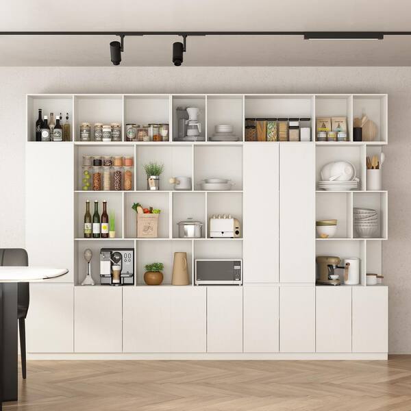 FUFU&GAGA White Wood Accent Storage Cabinet Combination Cabinet ...