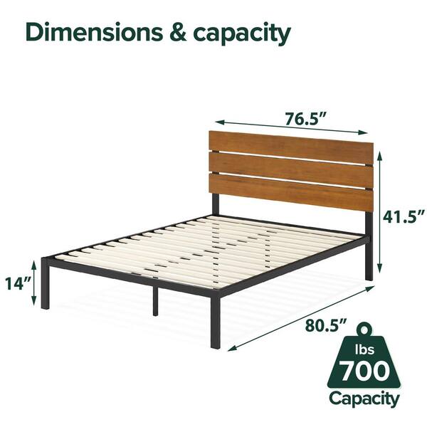 Zinus Brown Metal and Bamboo Frame King Platform Bed with Wood Slat Support HD HBPBA 14K The Home Depot