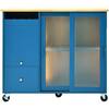 Navy Blue Wood Kitchen Cart with Cabinets WF31NB - The Home Depot