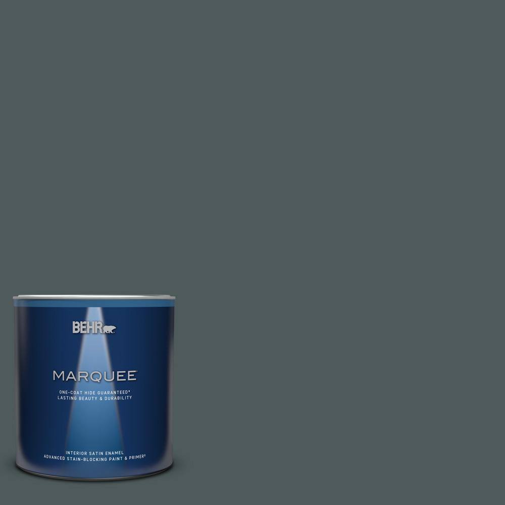 BEHR MARQUEE 1 qt. #N440-7 Midnight in NY Satin Enamel Interior Paint ...