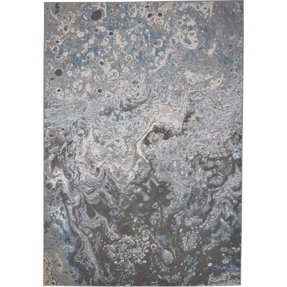 HomeRoots 8 ft. x 10 ft. Blue and Gray Abstract Area Rug 2000513028 ...