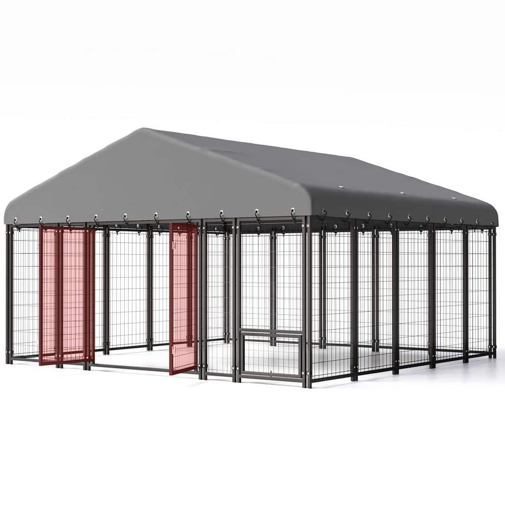 Sweecci 10 ft. x 10 ft. Large Dog Kennel Outdoor Dog Enclosure with ...