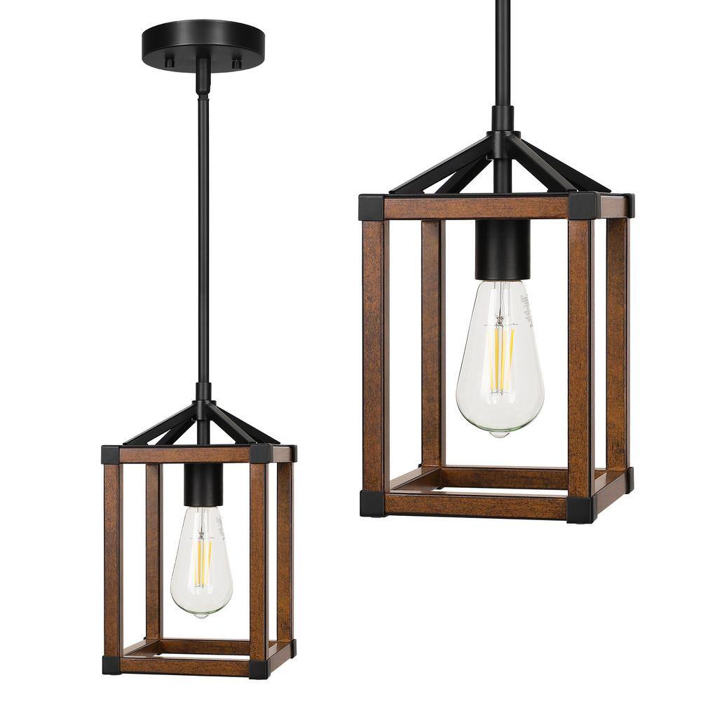 EDISHINE Edison 60-Watt 1-Light Brushed Nickel Shaded Pendant Light ...