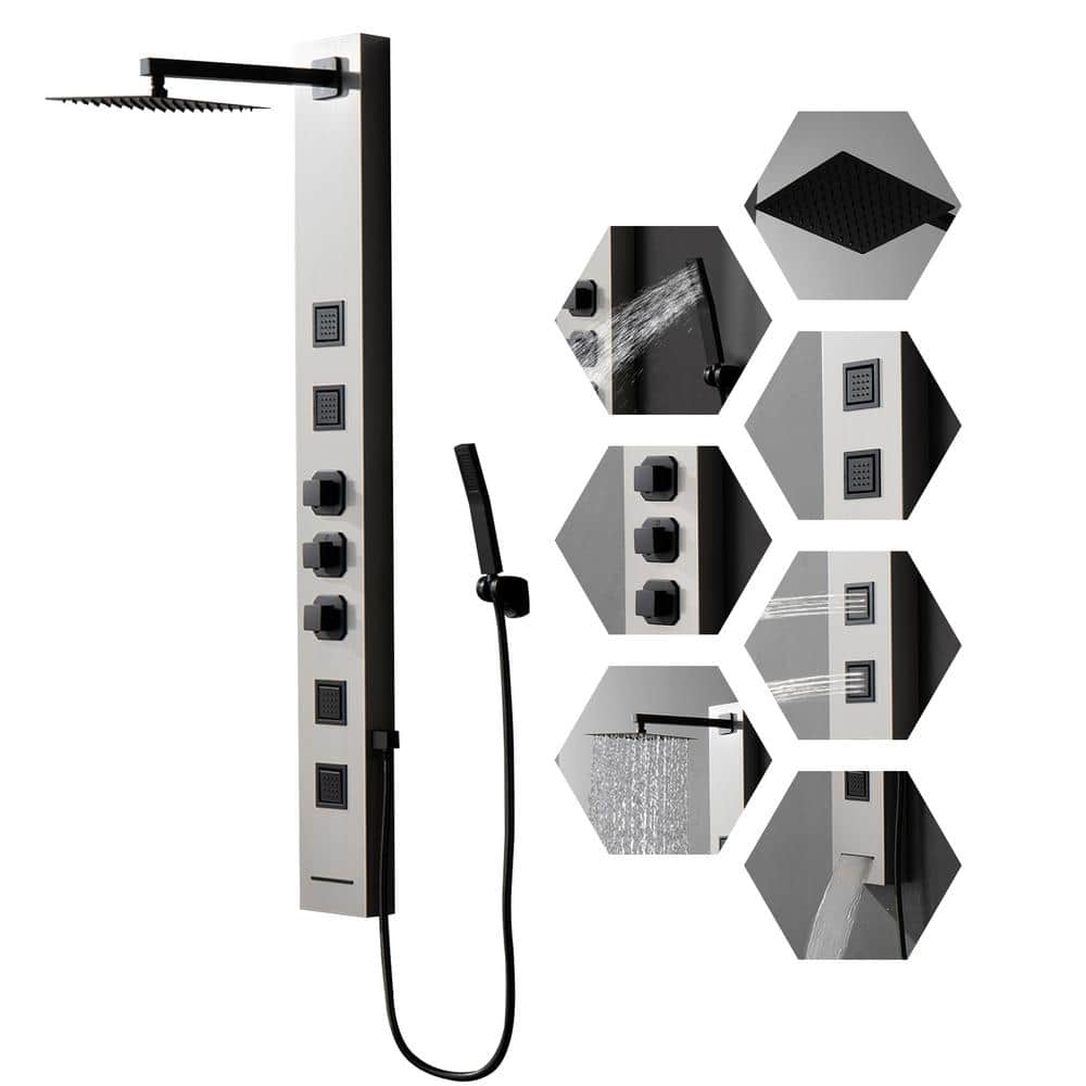 HOMEMYSTIQUE 4-in-1, 4-Jet Shower Panel Tower System with Rainfall ...