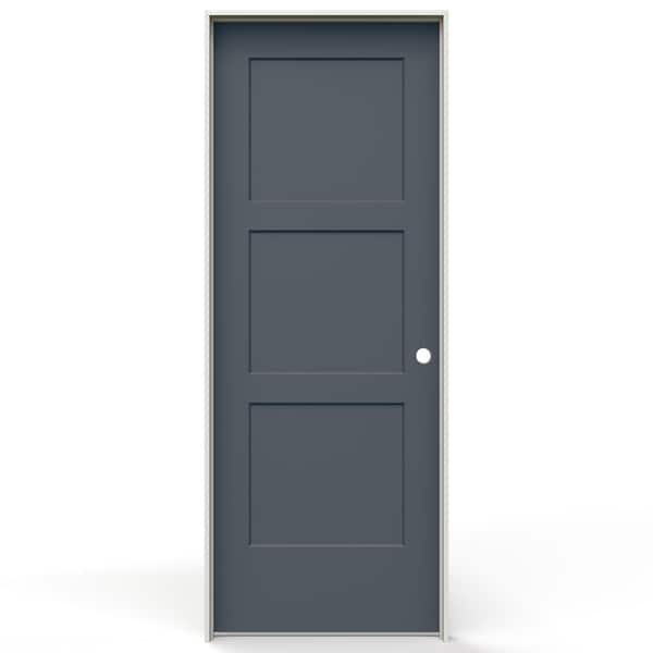 JELD-WEN 32 in. x 80 in. 3 Panel Birkdale Left-Handed Hollow Core Gray ...
