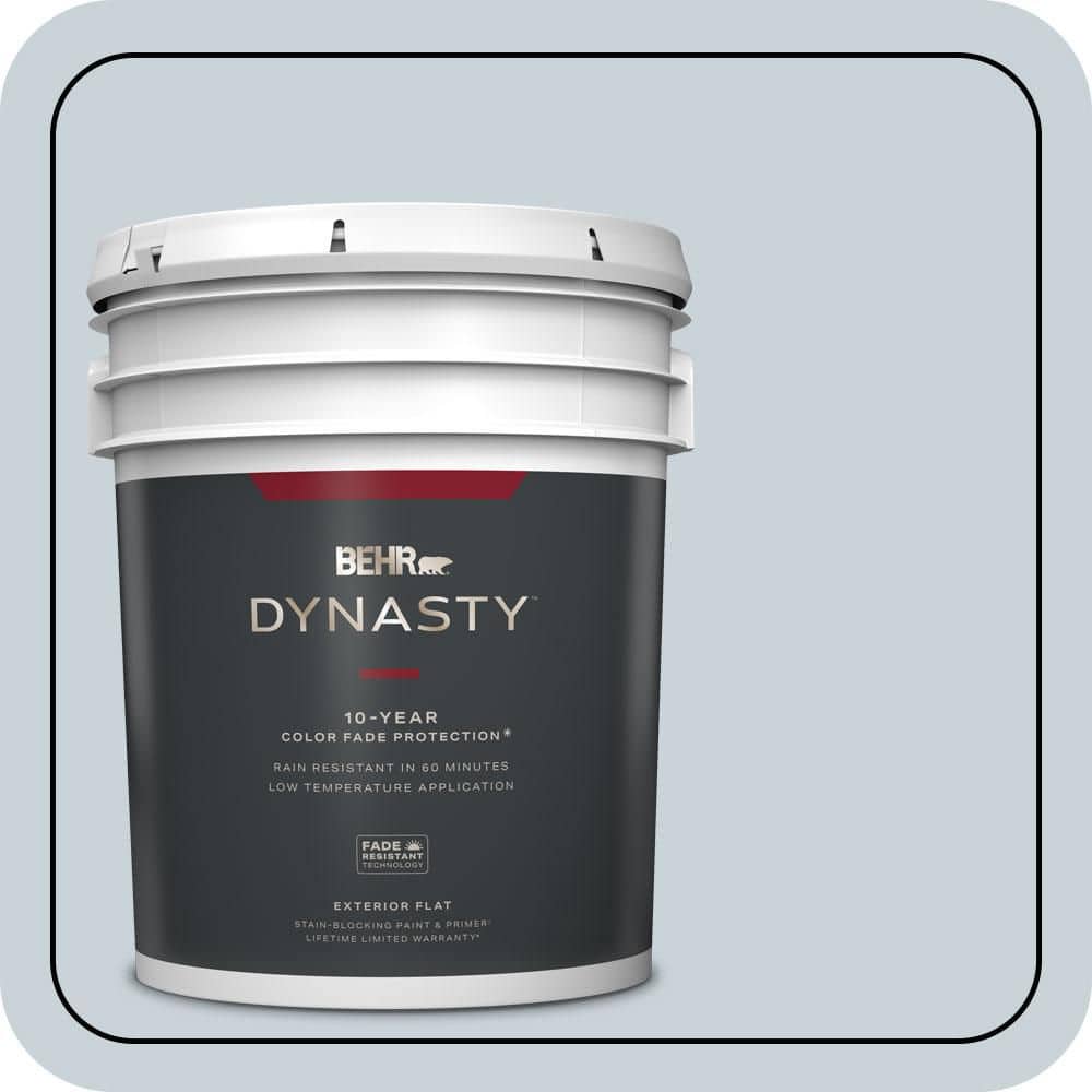 BEHR DYNASTY 5 gal. #N480-1 Light Drizzle Flat Exterior Stain-Blocking ...