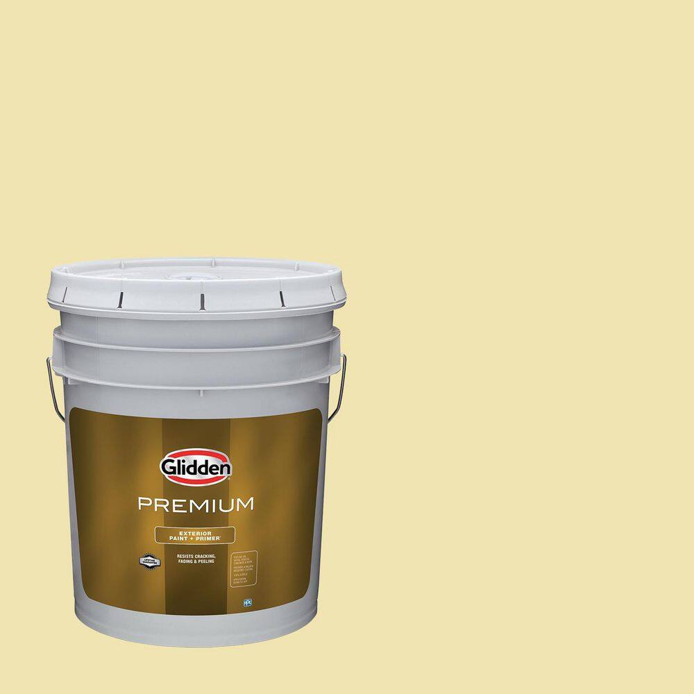 Glidden Premium 5 gal. PPG1108-3 Butter Cookie Satin Exterior Latex ...