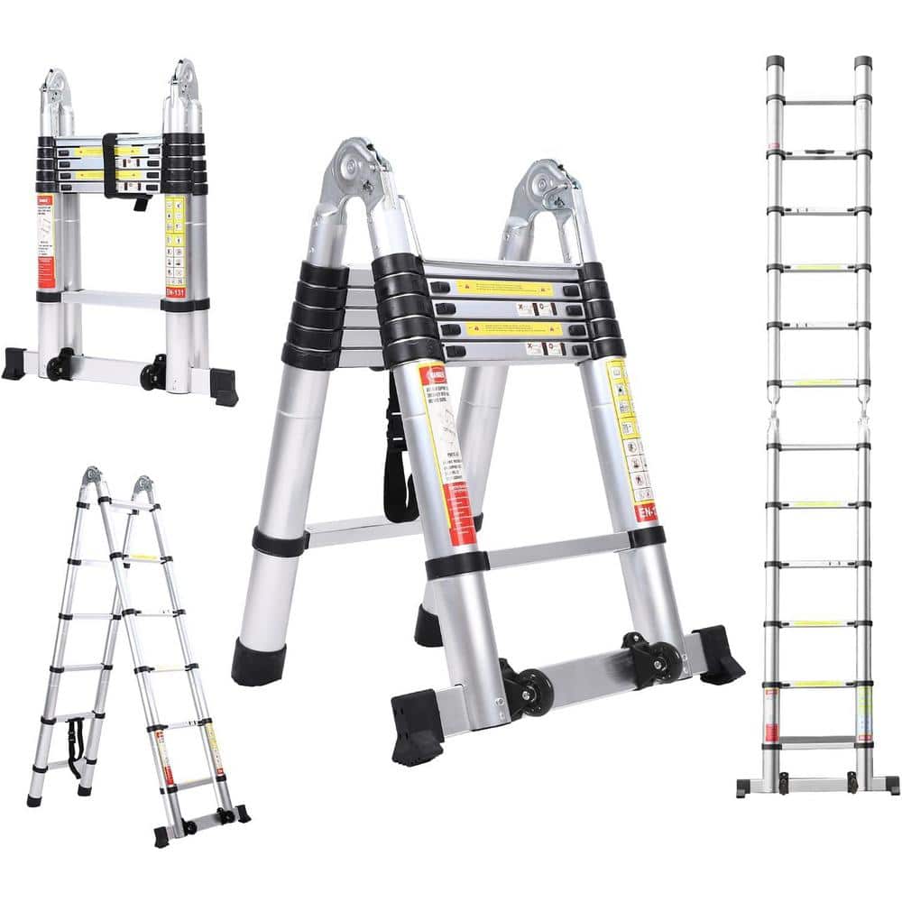 WRIGHTMASTER 12.5 ft. Multi-Purpose Aluminum Extension Ladder with ...