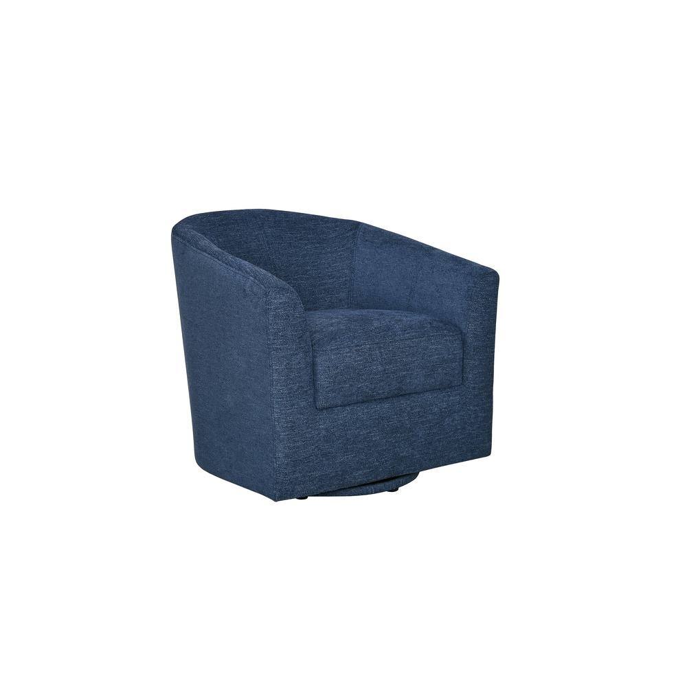 ARTFUL LIVING DESIGN Antonia Indigo Barrel Chair with Metal Swivel Base ...