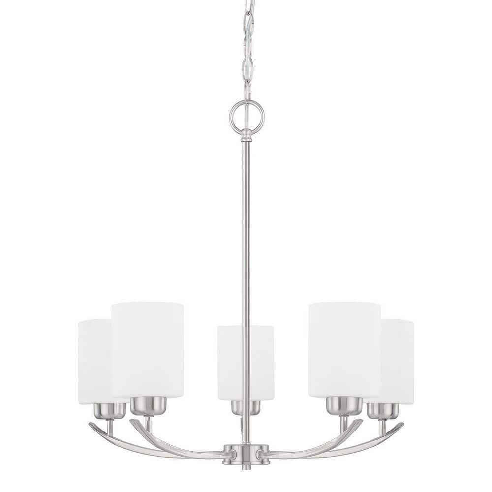 HOMEPLACE LIGHTING Dixon 23 in. W x 23 in. H 5-Light Soft White Glass ...