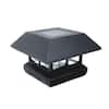 Veranda 4 in. x 4 in. Post Cap Solar Powered Black Plastic 2211-F11B ...