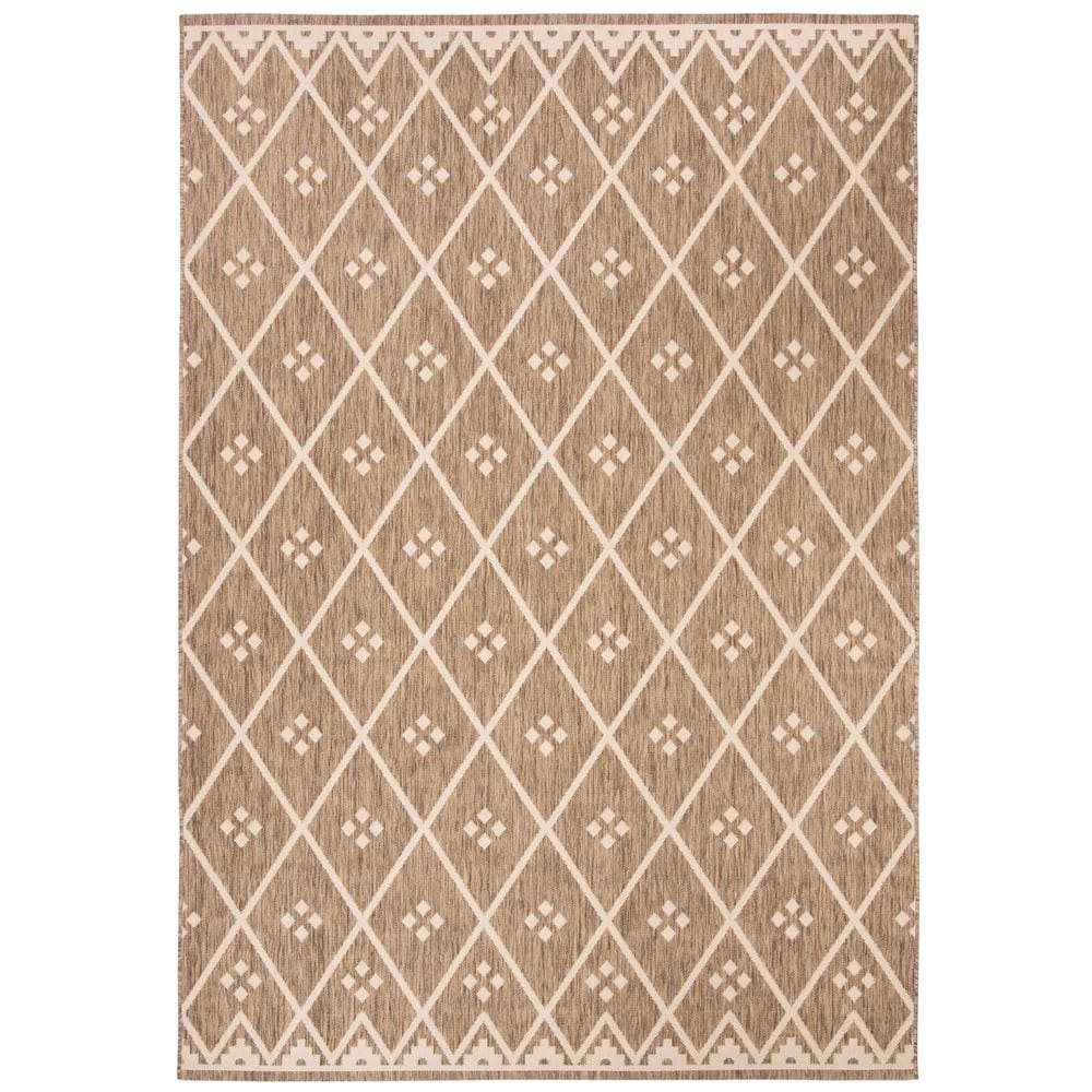 SAFAVIEH Courtyard Brown/Light Beige 8 ft. x 10 ft. Tribal Diamond ...