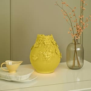 10 in. Yellow Round Ceramic Decorative Vase, 3 Piece UMQDR53 - The Home ...