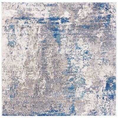 SAFAVIEH Aston Navy/Gray 5 ft. x 8 ft. Abstract Distressed Area Rug ...