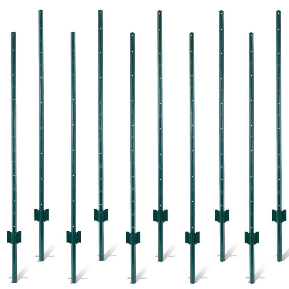 ESILOO Heavy Duty 5 ft. Steel Fence U-Posts, 10-Pack-U-Channel Metal ...