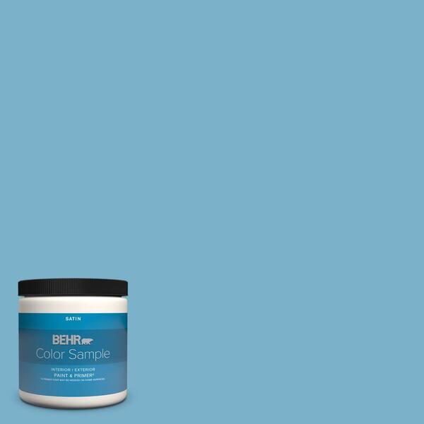 BEHR PREMIUM PLUS 8 oz. #M490-4 Frisky Blue Satin Enamel Interior ...