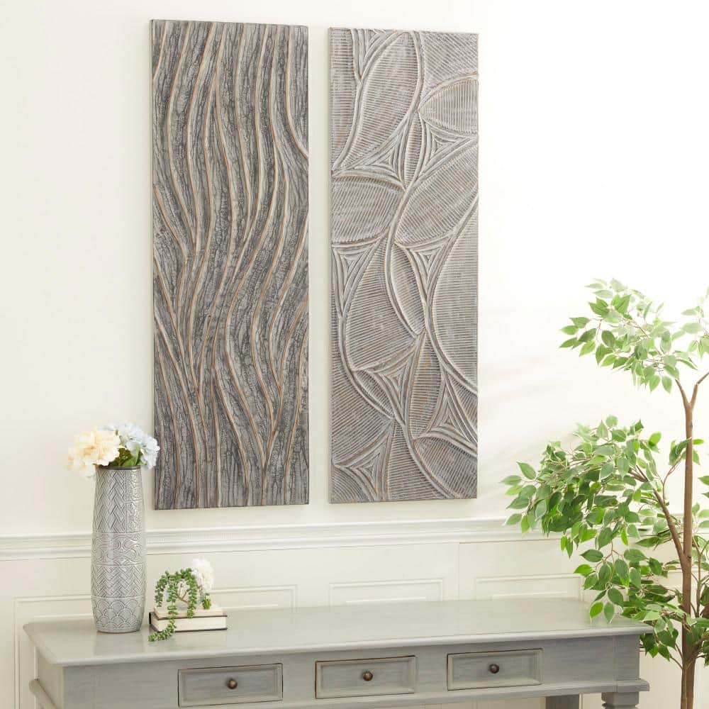 Litton Lane Modern MDF Gray Wall Decor (Set of 2) 22373 - The Home Depot