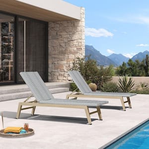 PURPLE LEAF Extra Large Wood Grain Aluminum Outdoor Chaise Lounge w ...