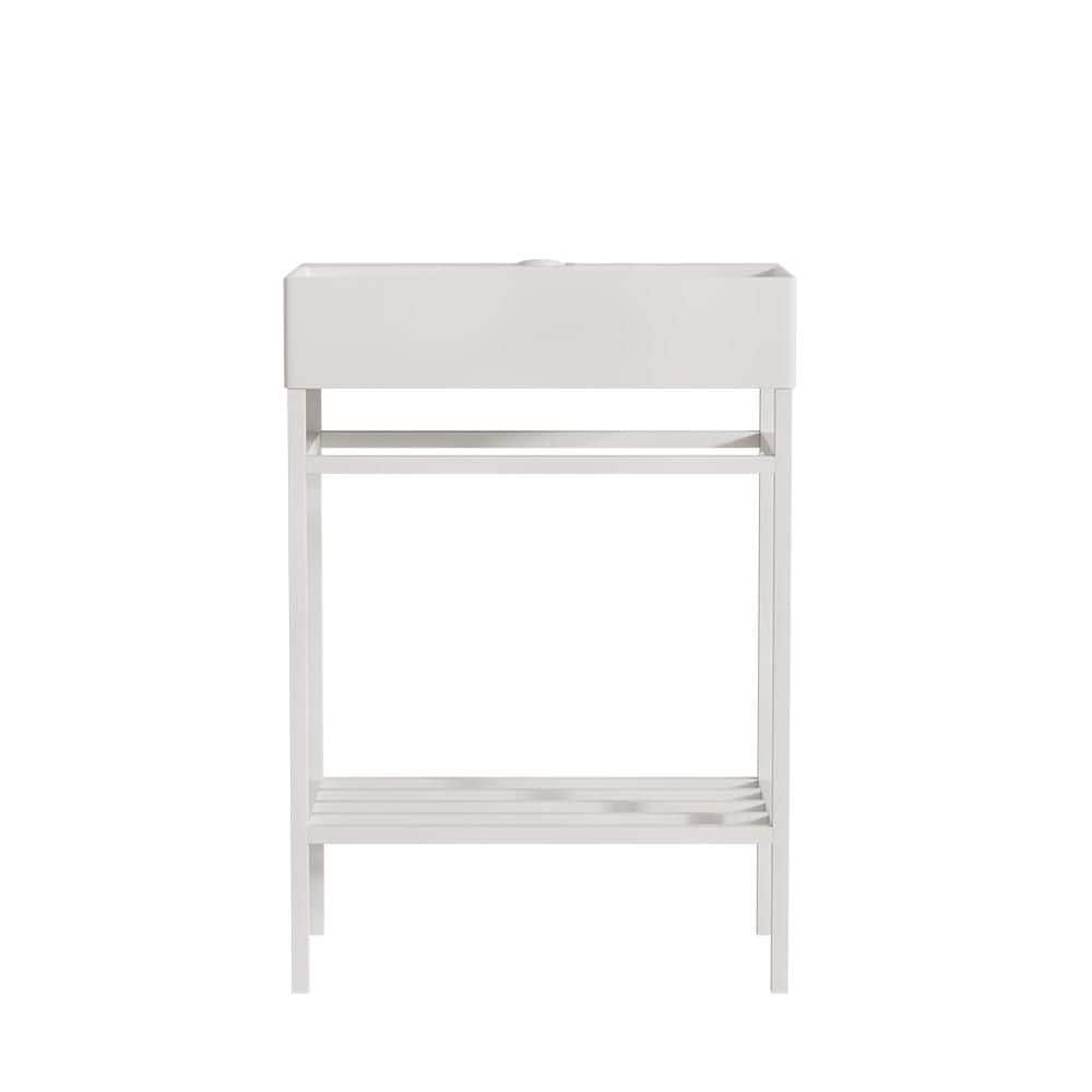 Modland Baye 23.62 in. Bathroom Ceramic Single Console Sink in White ...