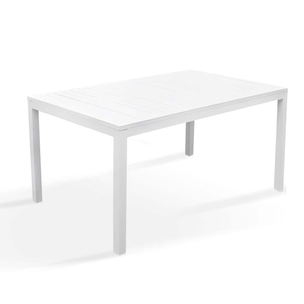 Tenleaf White Aluminum Patio Rectangle Outdoor Dining Table for 6 ...