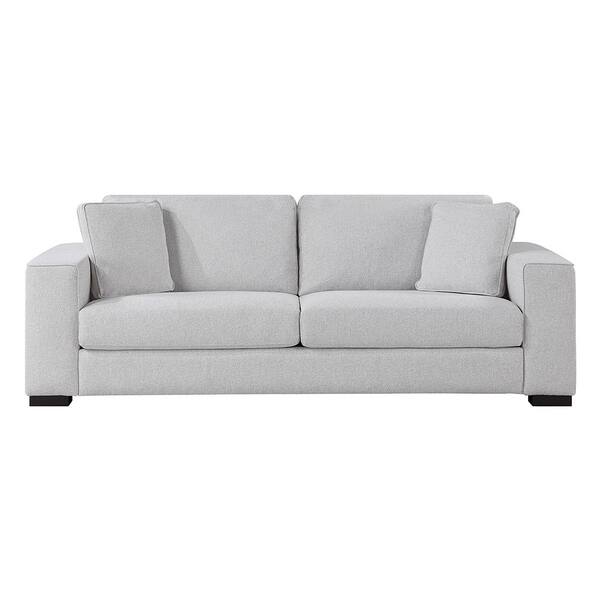 Lazzara Donegal 90 in. W Straight Arm Textured Fabric Rectangle Sofa in ...