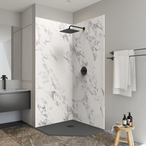 CASTICO Corner Neo 37 in. x 37 in. x 84 in. Solid Composite Stone ...