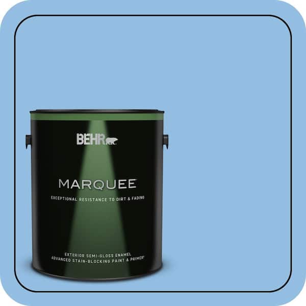 BEHR MARQUEE 1 gal. #P520-3 Toile Blue Semi-Gloss Enamel Exterior Paint ...