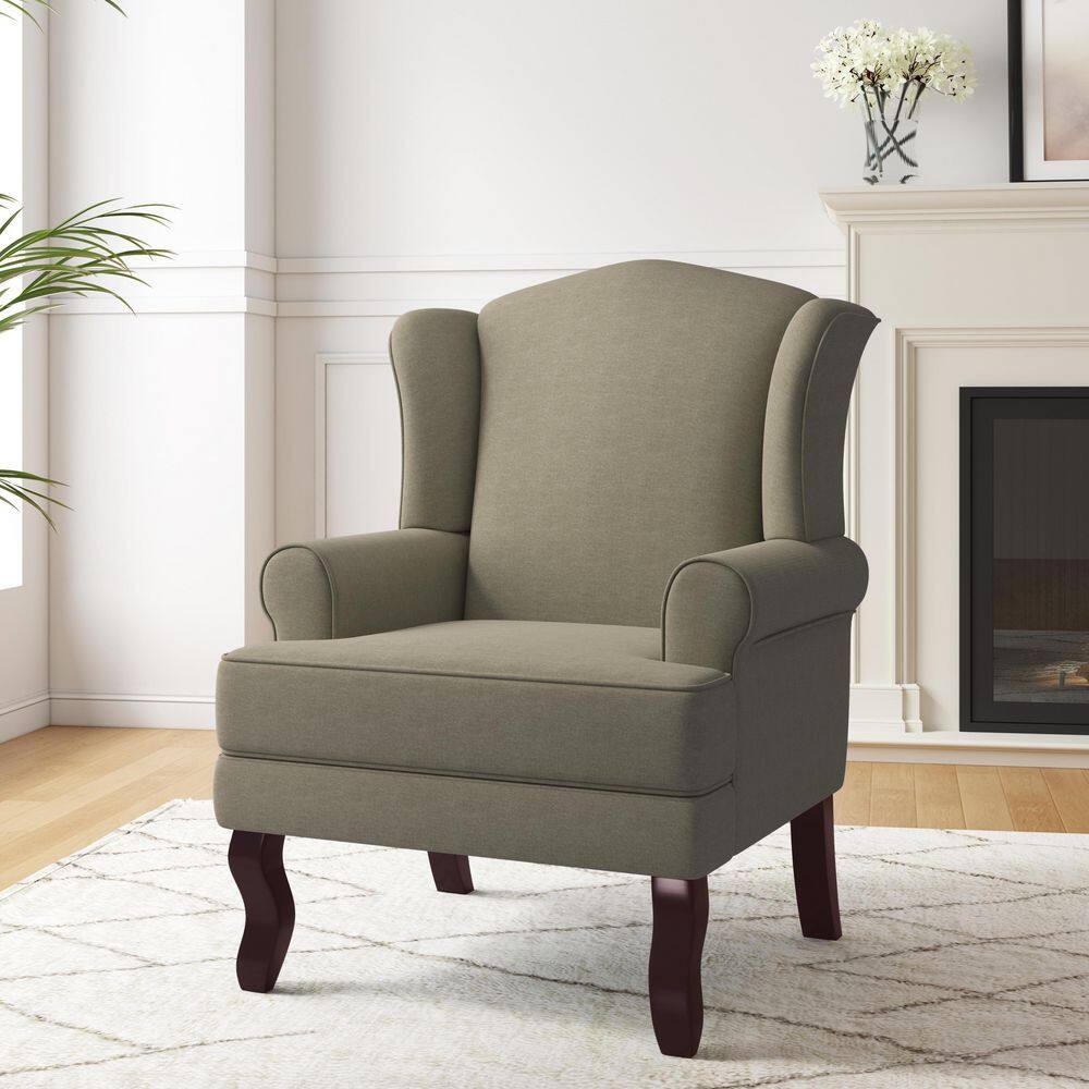 Uixe Mid-Century Retro Style Light Camel Linen Upholstered Wingback Arm ...