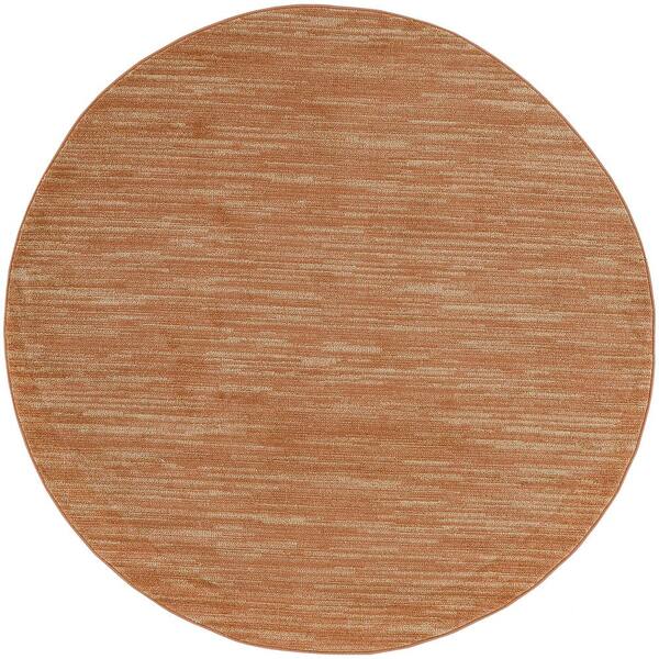 Nourison Essentials 4 ft. Round Rust Abstract Contemporary Round Indoor ...
