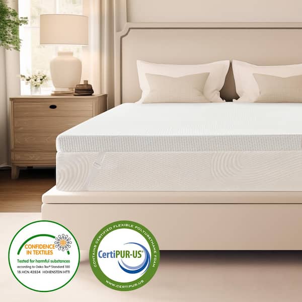 SUBRTEX Medium 2 in. Queen Gel Memory Foam Mattress Topper with Non Slip Design Cover SBTMT23 The Home Depot