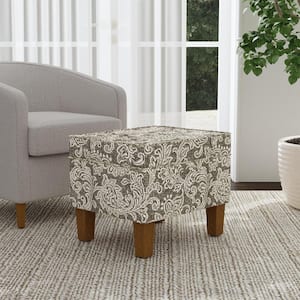 Homepop Blue Geometric Pattern Fabric Rectangle Ottoman with Storage ...