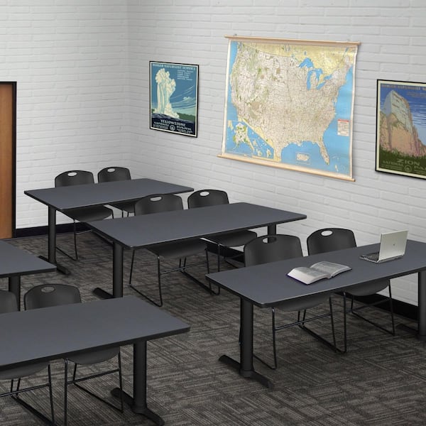 Regency Cain 66 in x 24 in. Grey T-Base Training Seminar Table Desk and ...
