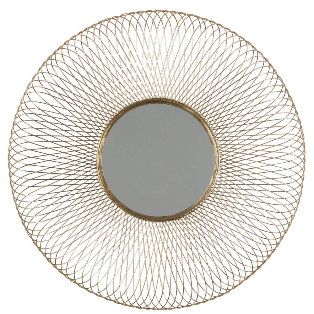 Litton Lane 40 in. x 40 in. Starburst Round Framed Gold Wall Mirror ...