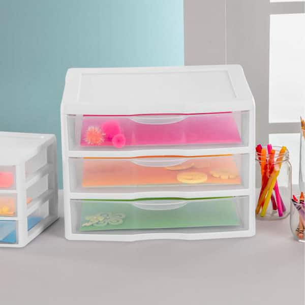 Sterilite Wide Portable Countertop 3 Drawer Desktop Storage Unit 3 Pack 3 x 20938003