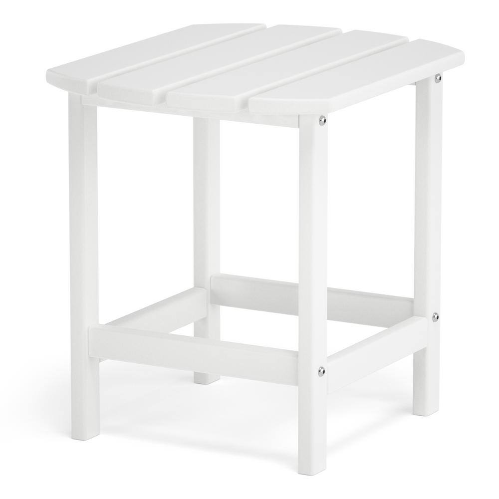 Cesicia White Plastic Outdoor Side Table with Weather Resistant and ...