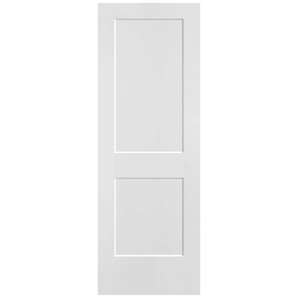 Masonite 28 in. x 80 in. 2-Panel Logan Single Bore Hollow Core Primed ...