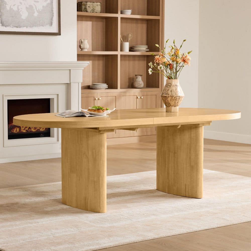 Spruce & Spring Arthur Modern Wood Yellow Oak 71-87 in. 4 Legs ...