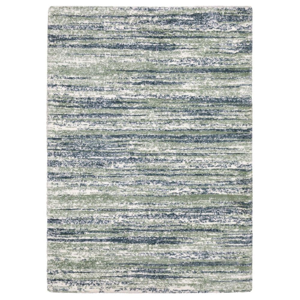 HomeRoots 7' X 10' Blue And Green Striped Distressed Area Rug ...
