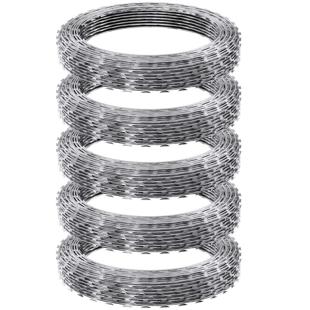SVOPES 246 ft. Razor Wire Fencing, 5-Rolls Galvanized Barbed Wire for ...