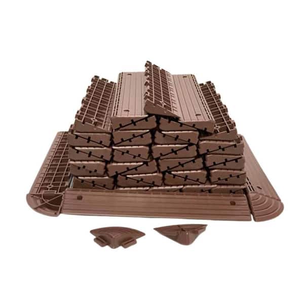 11.4 in. x 2.4 in. x 0.8 in. Brown Plastic Interlocking Deck Tiles ...