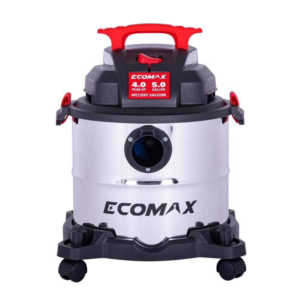 ECOMAX 5 Gal. 4.0 HP Stainless Steel Wet/Dry Vacuum with Hose and ...