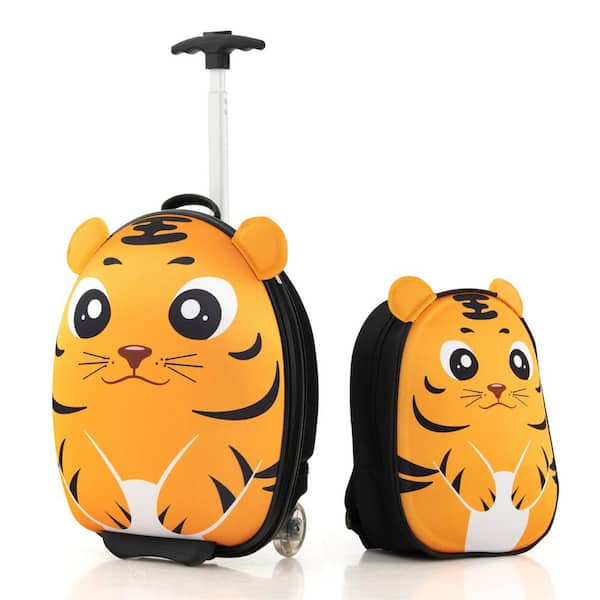 Costway 2-PCS Kids Carry On Luggage Set 16 in. Tiger Rolling Suitcase ...