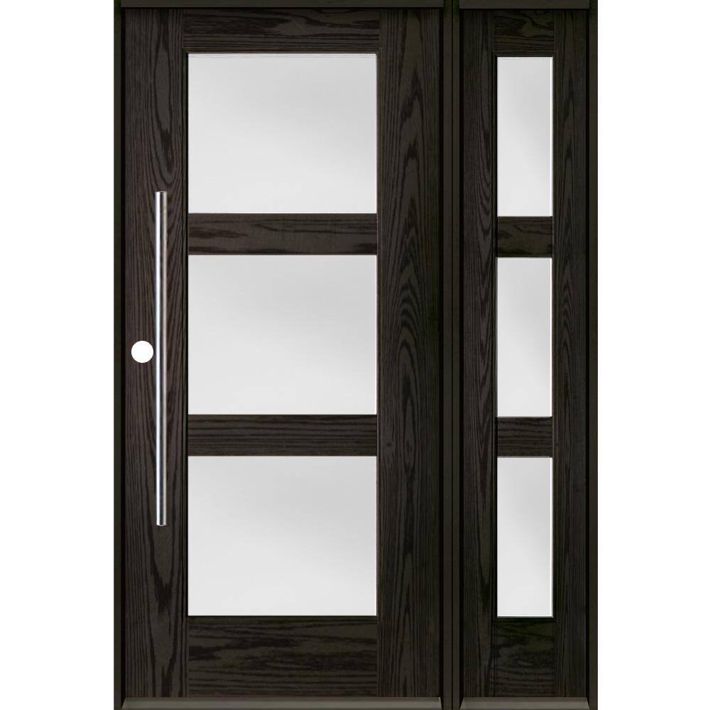 Krosswood Doors Faux Pivot 50 in. W. x 79 in. 3-Lite Right-Hand/Inswing ...