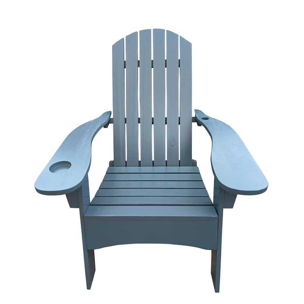 Classic Gray Outdoor or Indoor Wood Adirondack Chair with an Hole REW ...