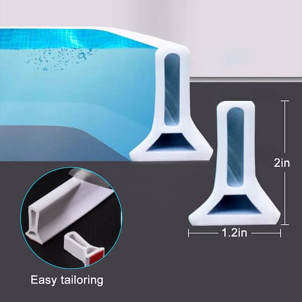 Wellco 1.2 in. x 122 in. Shower Threshold Water Dam Bath Shower Barrier ...