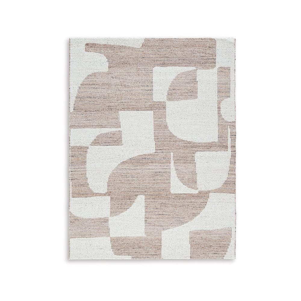 Benjara Jimmy Gray, Beige and Brown 5 ft. x 7 ft. Geometric Area Rug ...