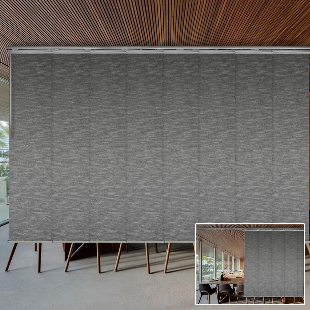 EMOH Heather 130 in. to 175 in. W x 94 in. L Adjustable 8- Panel Satin ...