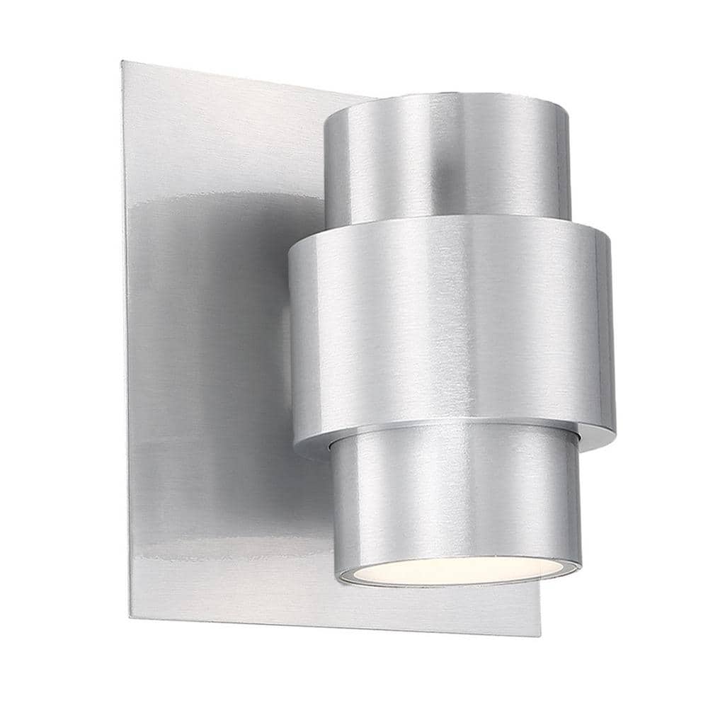WAC Lighting Barrel 8 in. Brushed Aluminum Integrated LED Outdoor Wall ...