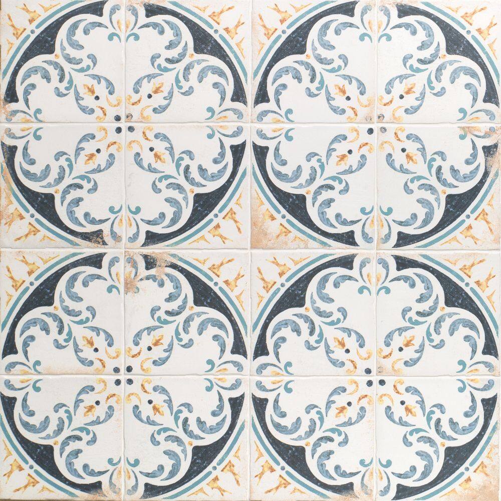 Ivy Hill Tile Sienna Terracotta Lotus Multi-Color 8.85 in. x 8.85 in ...